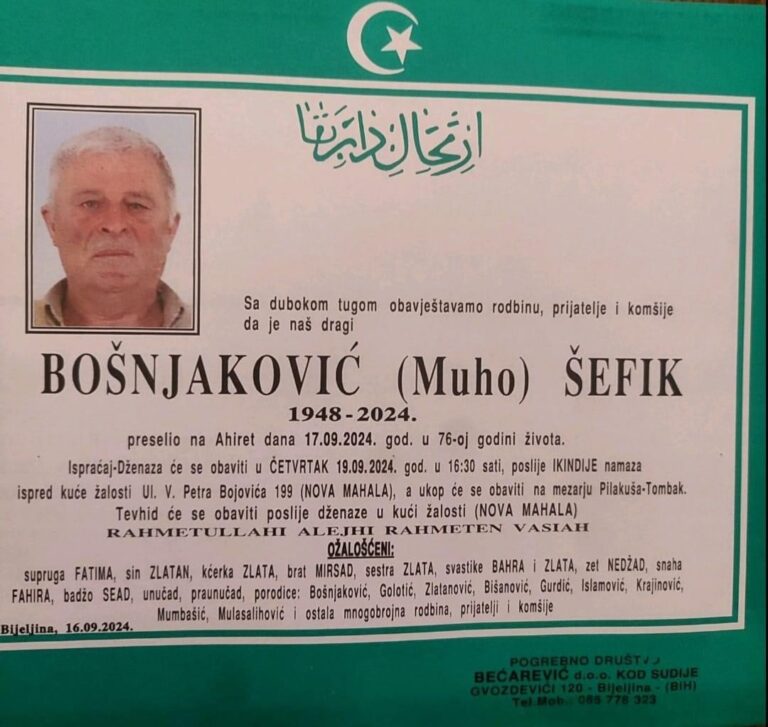 Čitulje - Posmrtnice - Moja Bijeljina